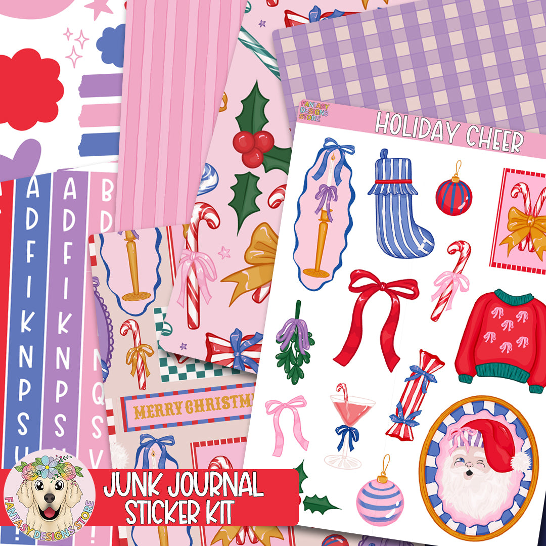 Holiday Cheer Junk Journal Sticker Kit – Fantasy Designs Planner Supplies