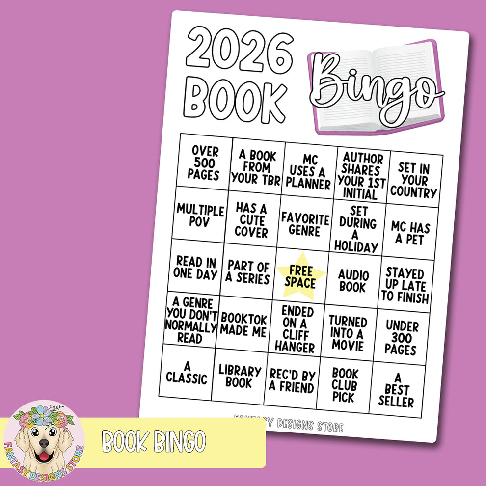 2026 Book Bingo Sticker Sheet – Fantasy Designs Planner Supplies